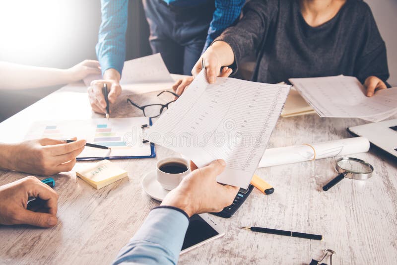 Team working in document stock photo. Image of technology - 197062374