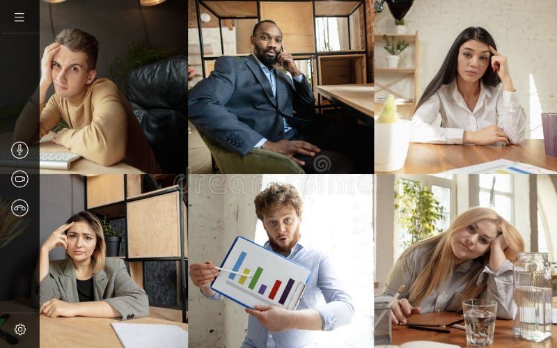 Team Working by Group Video Call Share Ideas Brainstorming Use Video ...