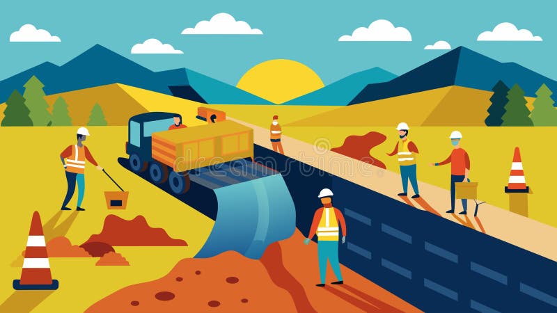 A Team Working on a Highway Construction Project is Seen Using Geocells ...