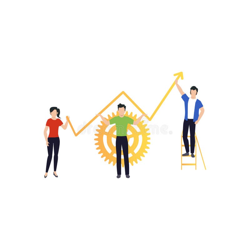 The Team are Working on Management Graph Stock Vector - Illustration of ...