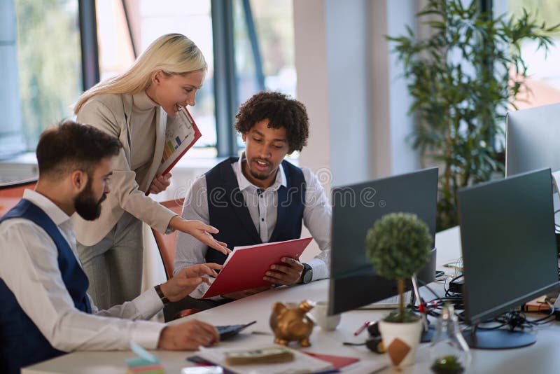 Team working in the office stock photo. Image of curly - 181181906