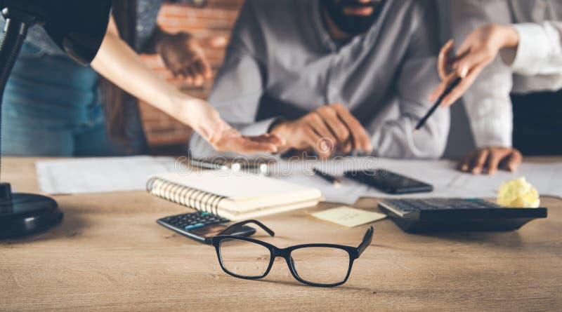 Team Working in the Office Table. Stock Photo - Image of corporate ...
