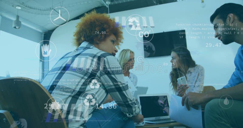 Team Working at Table in Meeting Room, Exploring Green Tech with ...