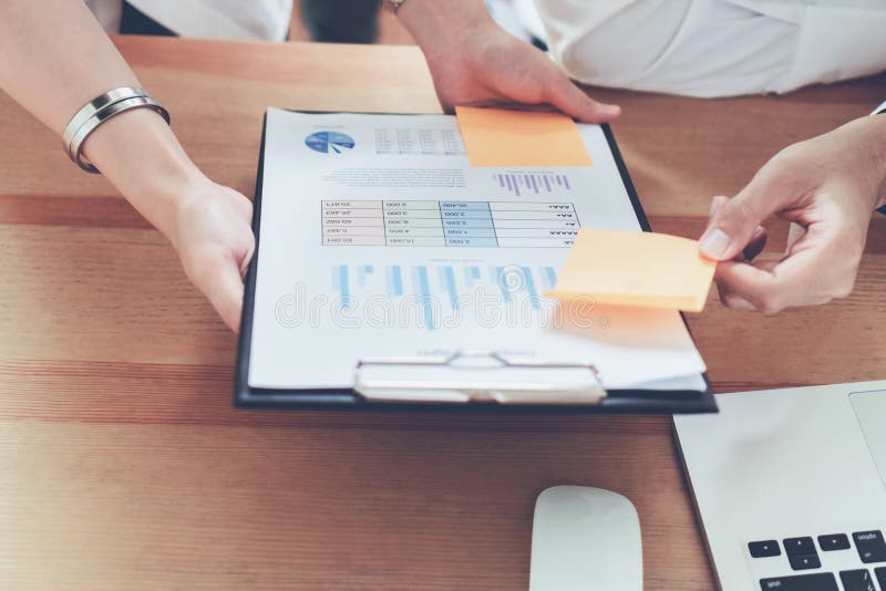Team Working Together. Modern Workplace Desks and Computers, Documents ...