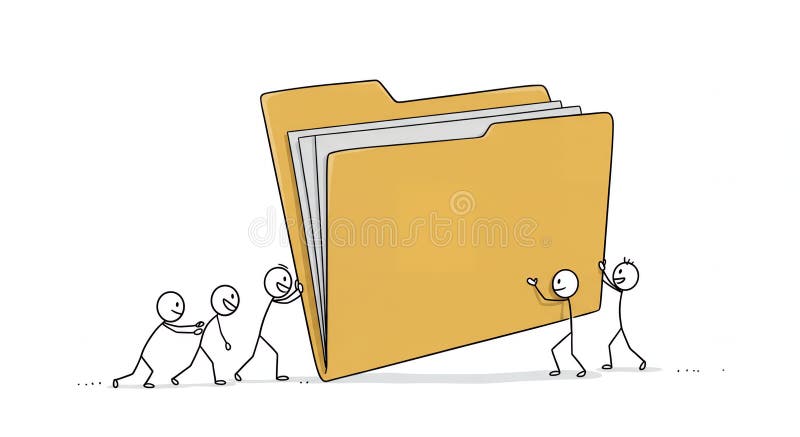 Team Working Together To Move a Large Folder with Documents Stock ...