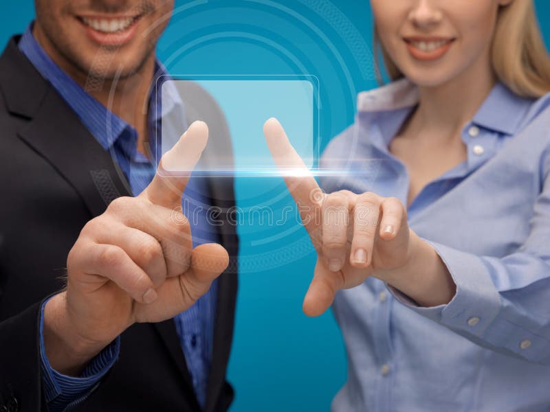 Team Working with Virtual Screen Stock Photo - Image of partners ...