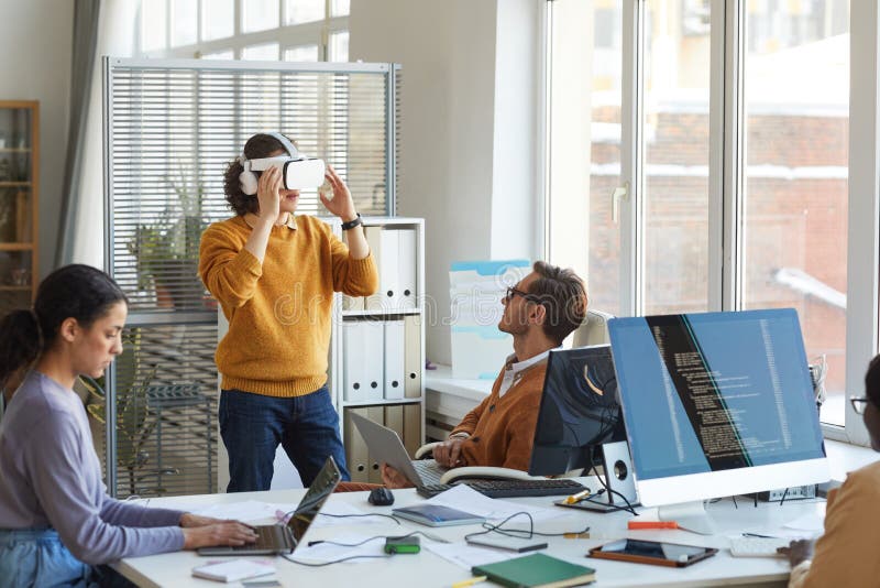 It Team Working on VR Project Stock Photo - Image of talking, developer ...