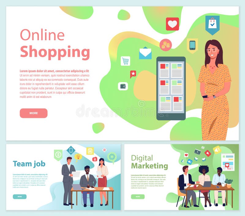 Team Works with Attraction of Customers, Digital Marketing. Creating ...