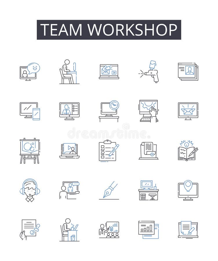 Team Workshop Line Icons Collection. Group Brainstorm, Joint Venture ... Team Workshop Line Icons Collection. Group Brainstorm, Joint Venture ...