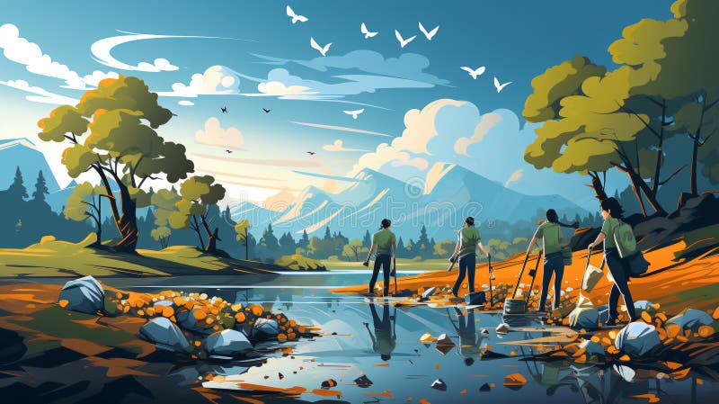 Team of Young and Diversity Volunteer Worker Cleaning Nature from ...