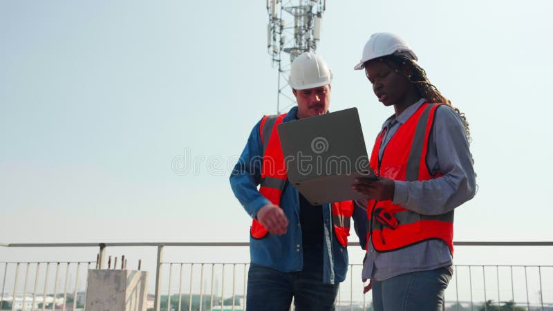 Team Young Engineer Walking Inspection Construction Site and Talking ...