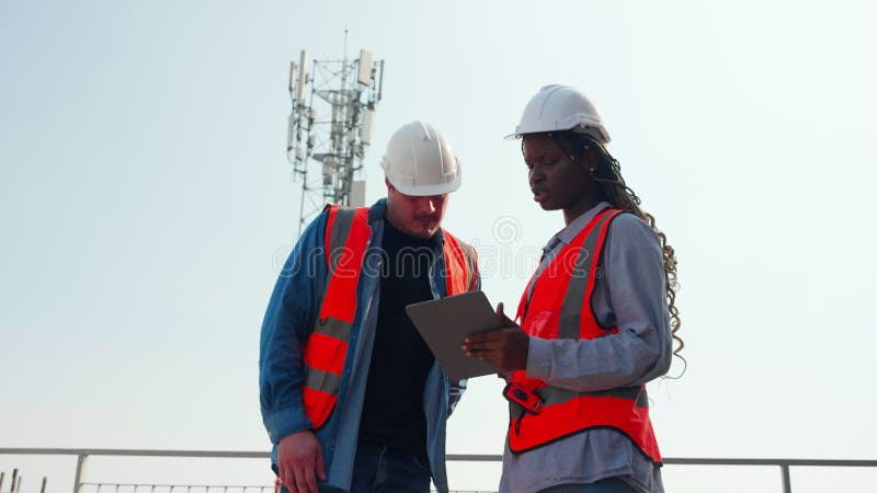 Team Young Engineer Walking Inspection Construction Site and Talking ...