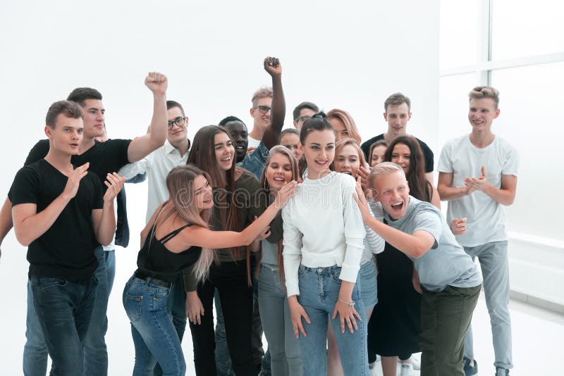 Team of Young People Supporting Their Comrade Stock Photo - Image of ...