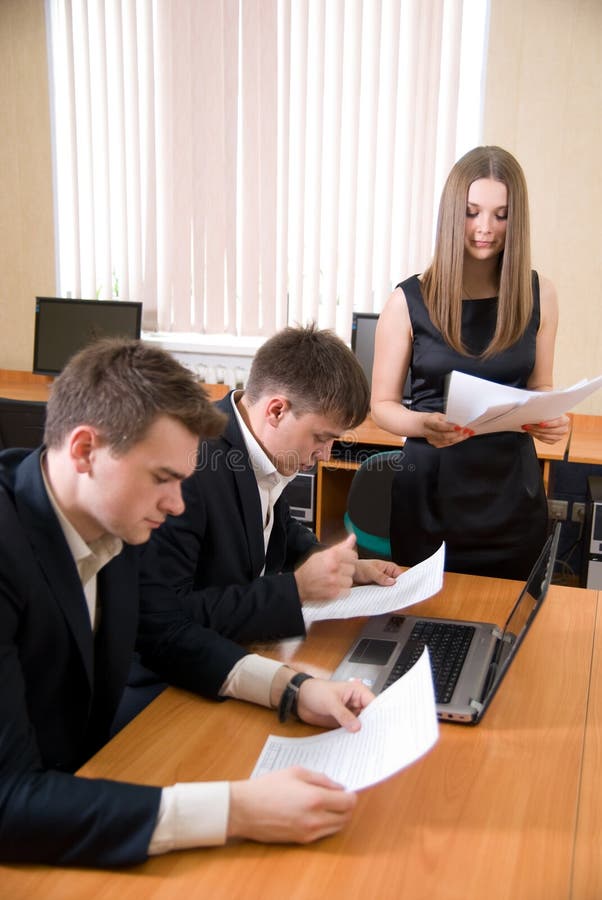 Team of Young People Works with Documents Stock Photo - Image of ...