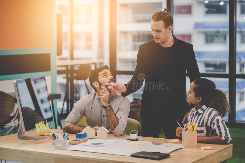 Team of Real Estate Contractor is Brainstorming in Office Stock Photo ...