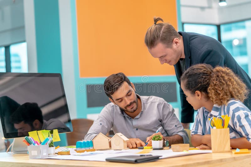 Team of Real Estate Contractor is Brainstorming in Office Stock Image ...
