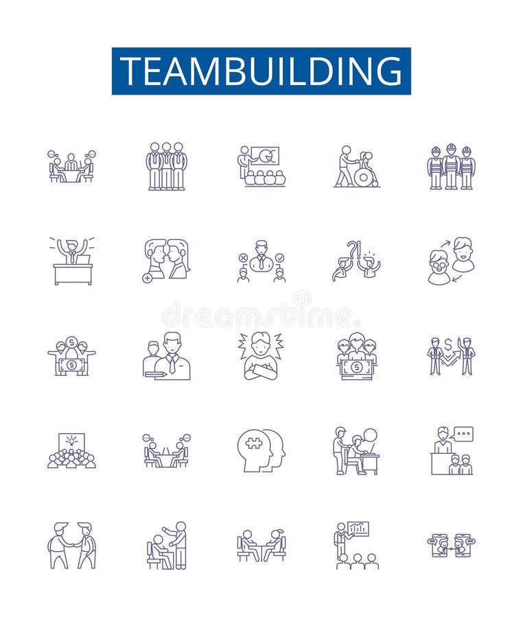 Teambuilding Line Icons Signs Set. Design Collection of Teamwork ... Teambuilding Line Icons Signs Set. Design Collection of Teamwork ...