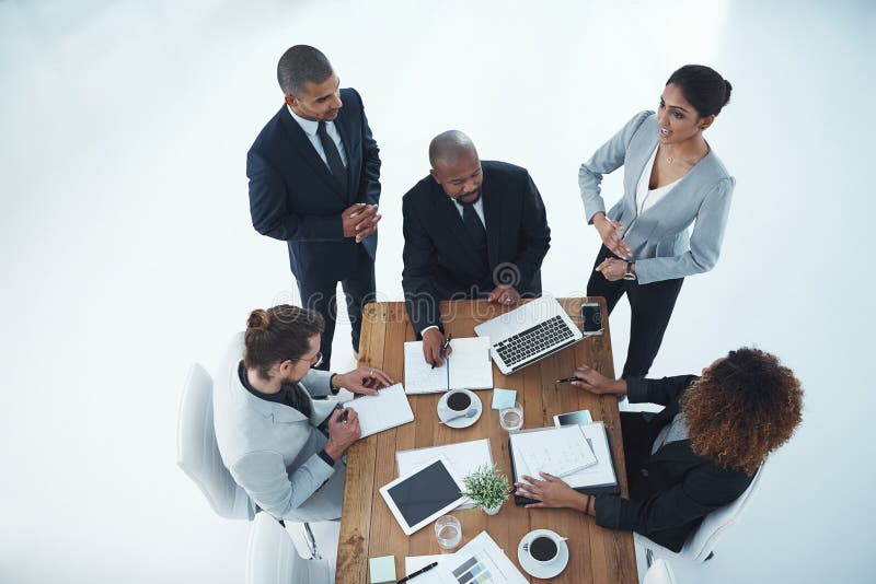 Teams Dont Work without Teamwork. High Angle Shot of a Group of ...