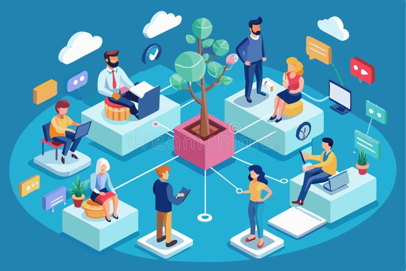 Teams Engage in Collaborative Activities Around a Tree, Utilizing ...