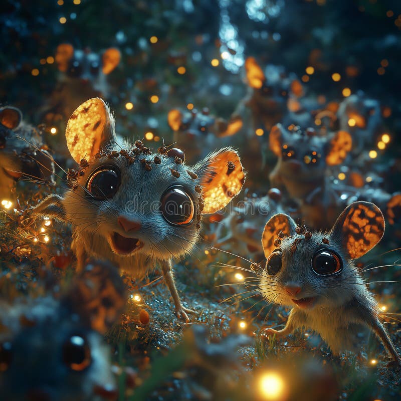 Teams of Mice Running Together with Flying Creatures and Red Ladybugs ...