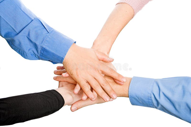 Leader and His Employees Hands in Unity Stock Image - Image of multi ...
