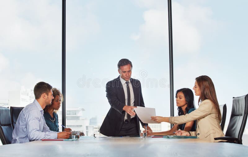 The Teams Talking Strategy. a Group of Businesspeople in a Meeting ...