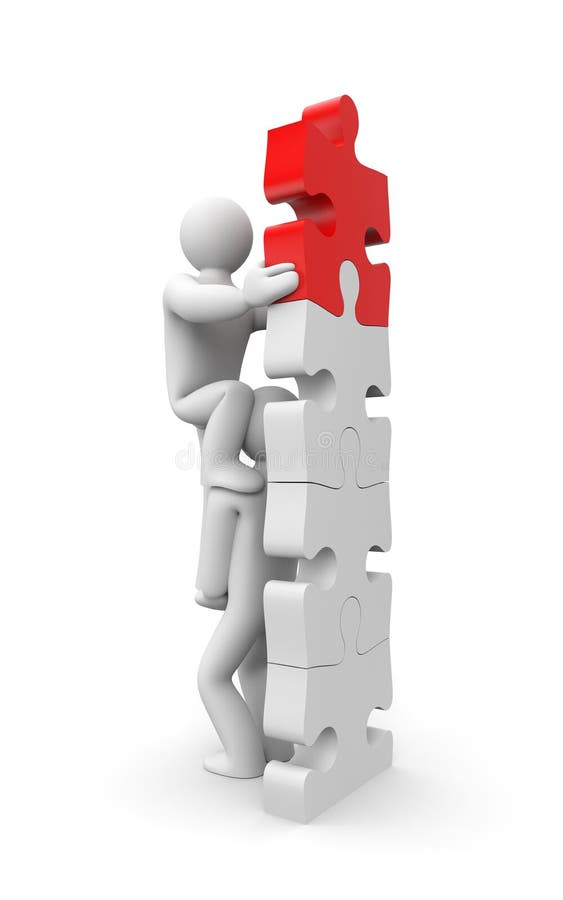 3d Small People - Help To the Friend Stock Illustration - Illustration ...