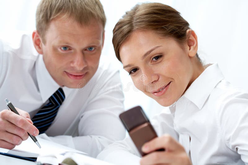 Man Sharing Text Message with Colleague Stock Photo - Image of mobile ...