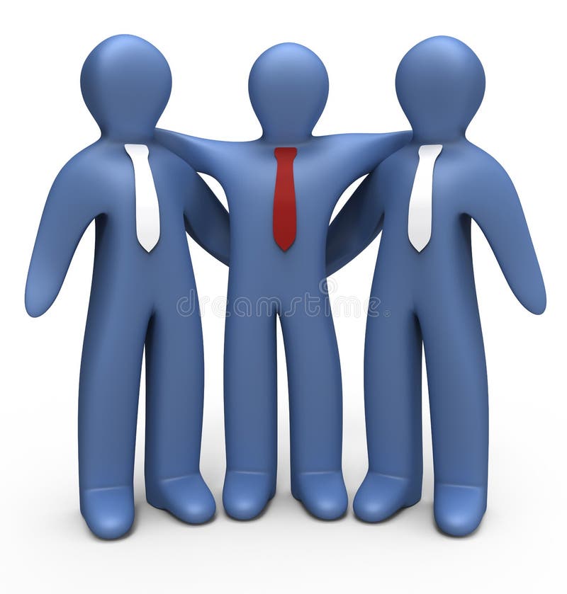 Team of Three 3D Men Teamwork Concept Stock Illustration - Illustration ...