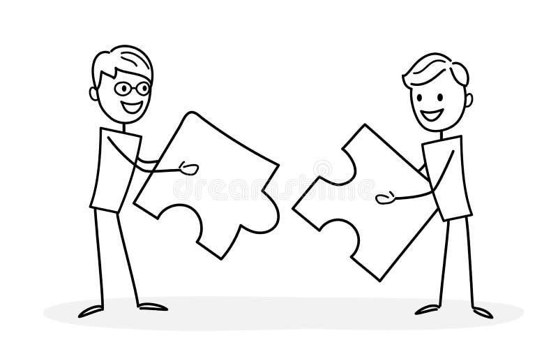 People are Putting Together a Puzzle. People Working, Solve Problems ...