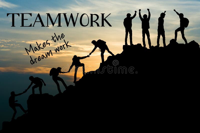 Teamwork Makes the Dreamwork: Helping Each Other Reach the Summit Stock ...
