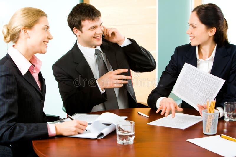 Group of Business People, Negotiate at the Desk Stock Photo - Image of ...