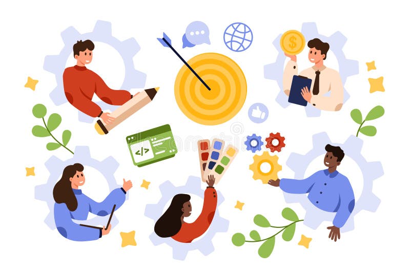 Teamwork Achieving Business Goals Collaboration Concept Stock Illustration - Illustration of ...