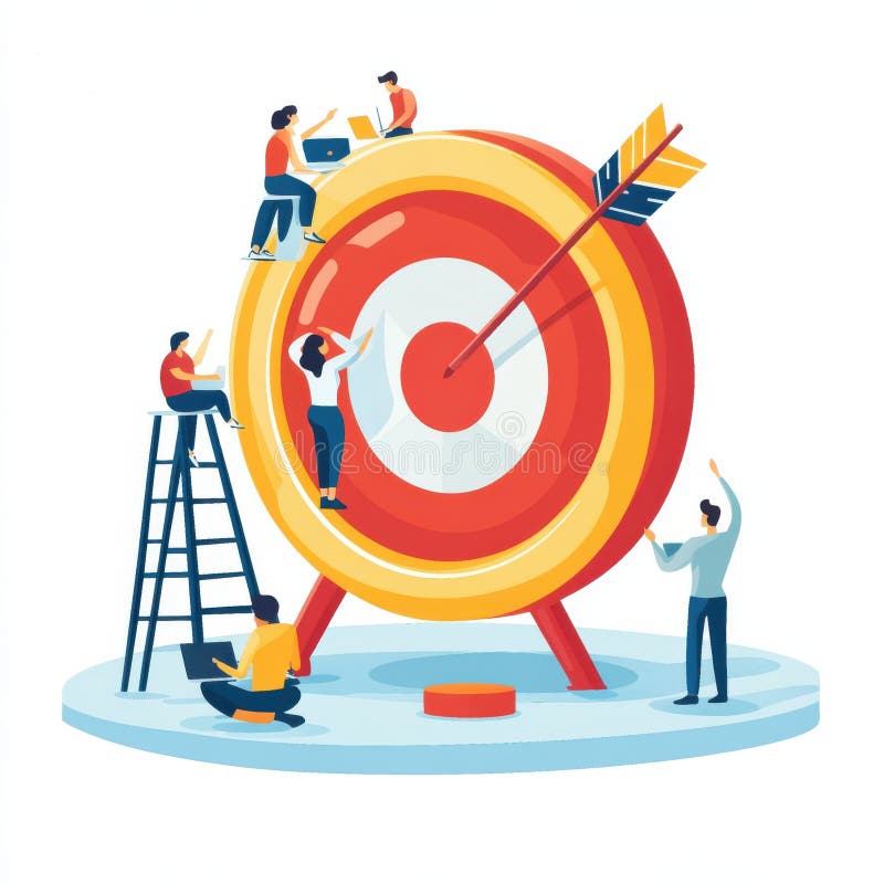 Teamwork Achieving Goals Target Success Collaboration Isolated on White ...