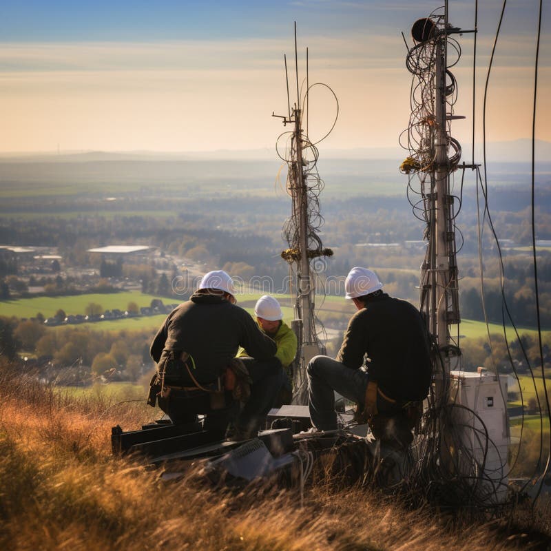 Teamwork in Action: Construction Workers at an Electrical Substation ...
