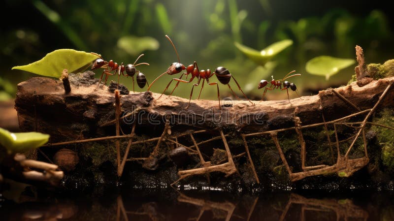 Teamwork Ant Building Bridge Stock Illustration - Illustration of ...