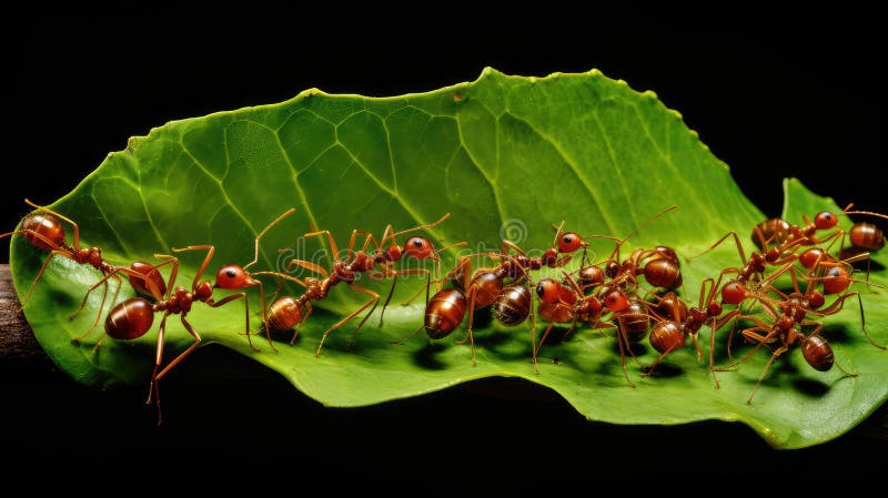 Teamwork ant leaf stock illustration. Illustration of generated - 371952091