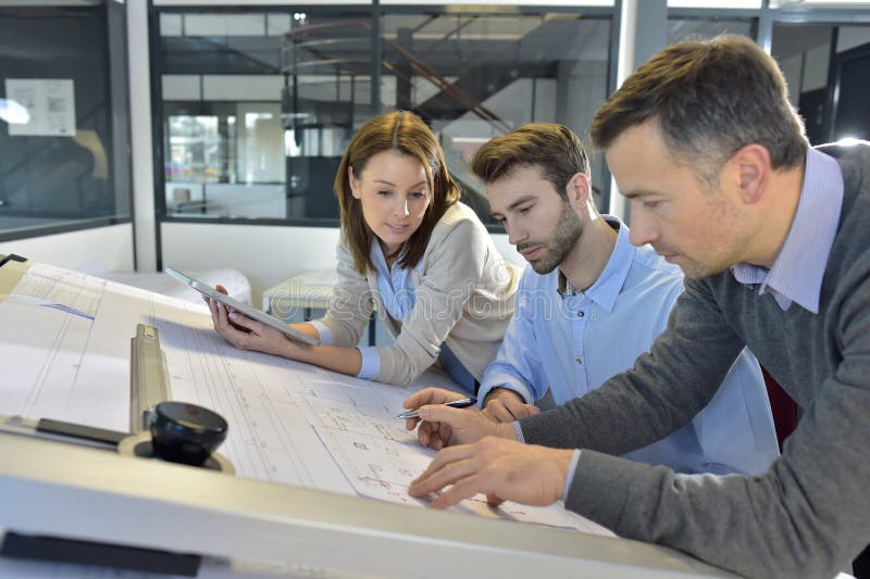 Teamwork on Architecture Project Stock Image - Image of professional ...