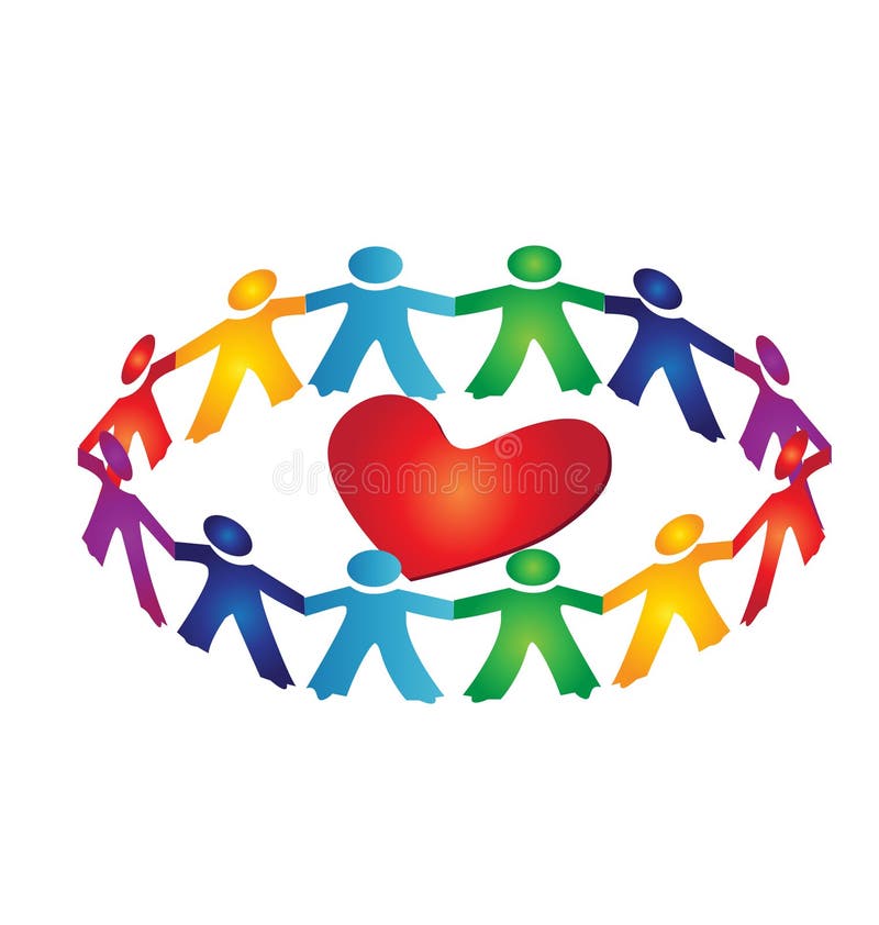 Teamwork around heart stock vector. Illustration of group - 30641575