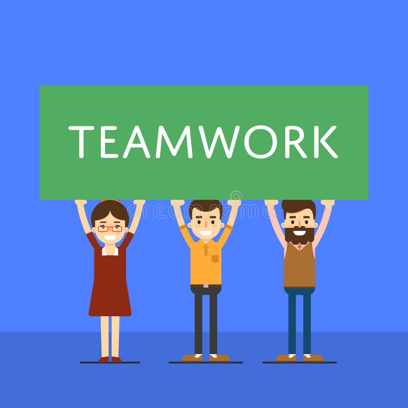 Teamwork Banner with Group of Smiling People Stock Vector ...