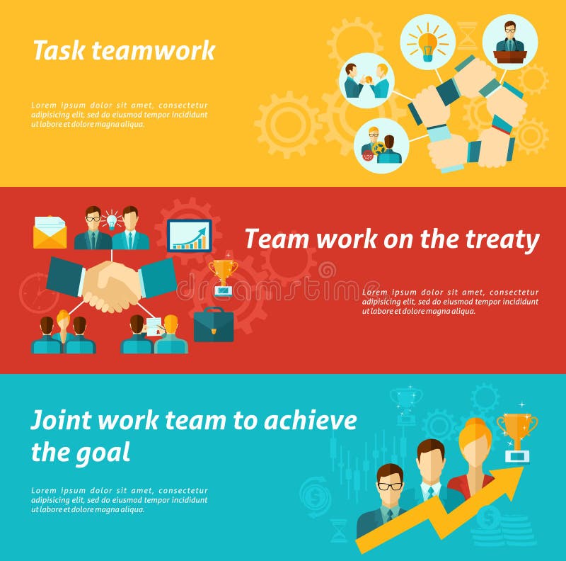 Teamwork Banner Set stock vector. Illustration of organization - 52755553