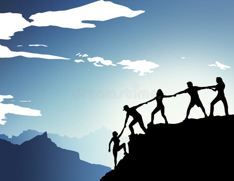Teamwork Bergsteiger-Team Abbildung Stock Abbildung - Illustration von ...