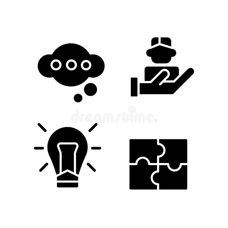 Teamwork Black Glyph Icons Set on White Space Stock Vector ...