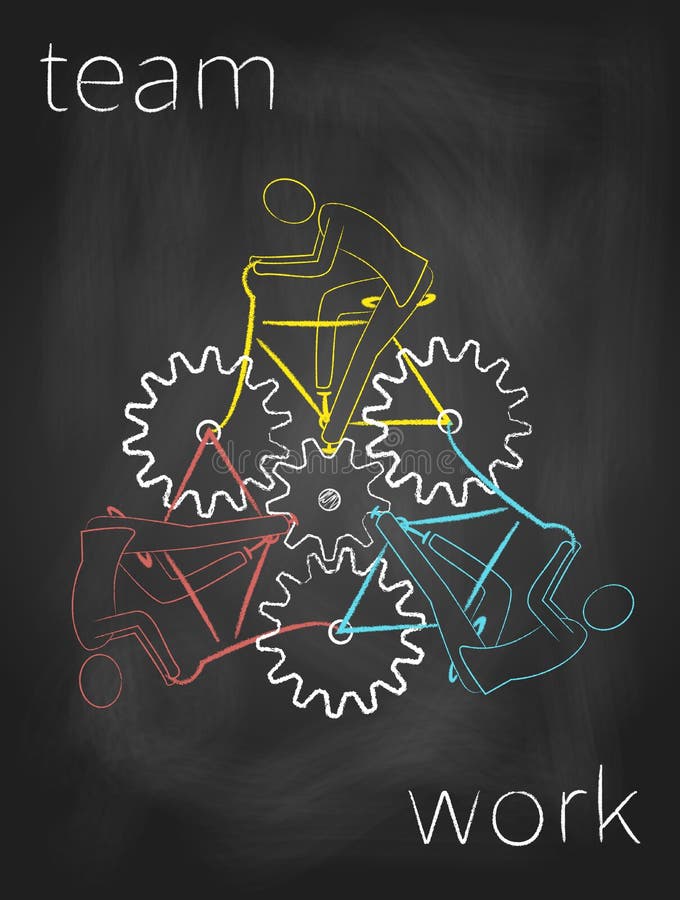 Teamwork on blackboard stock illustration. Illustration of businessman ...