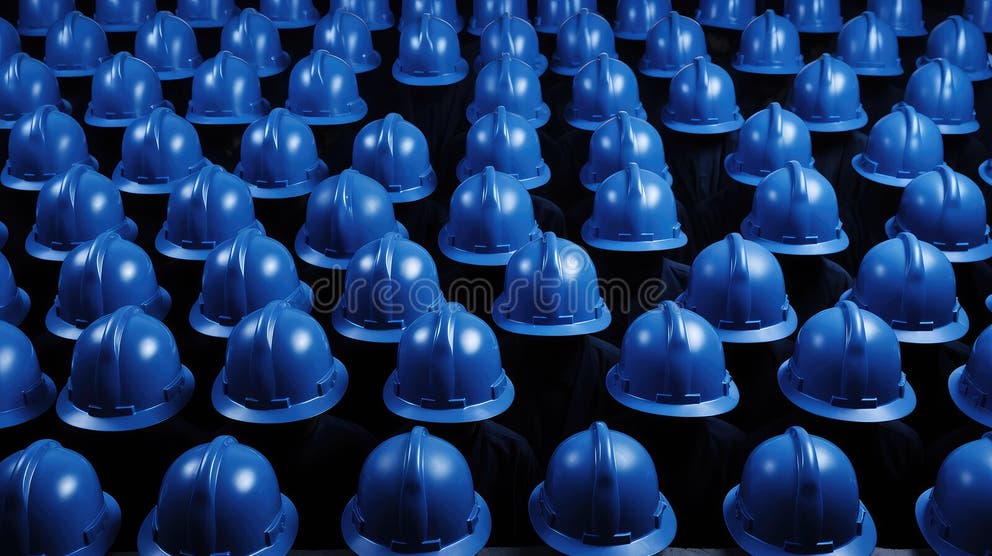 Teamwork blue hard hat stock illustration. Illustration of blue - 360722757