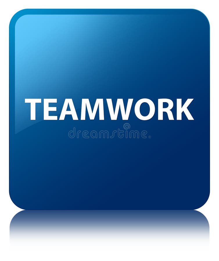 Teamwork Blue Square Button Stock Illustration - Illustration of group ...