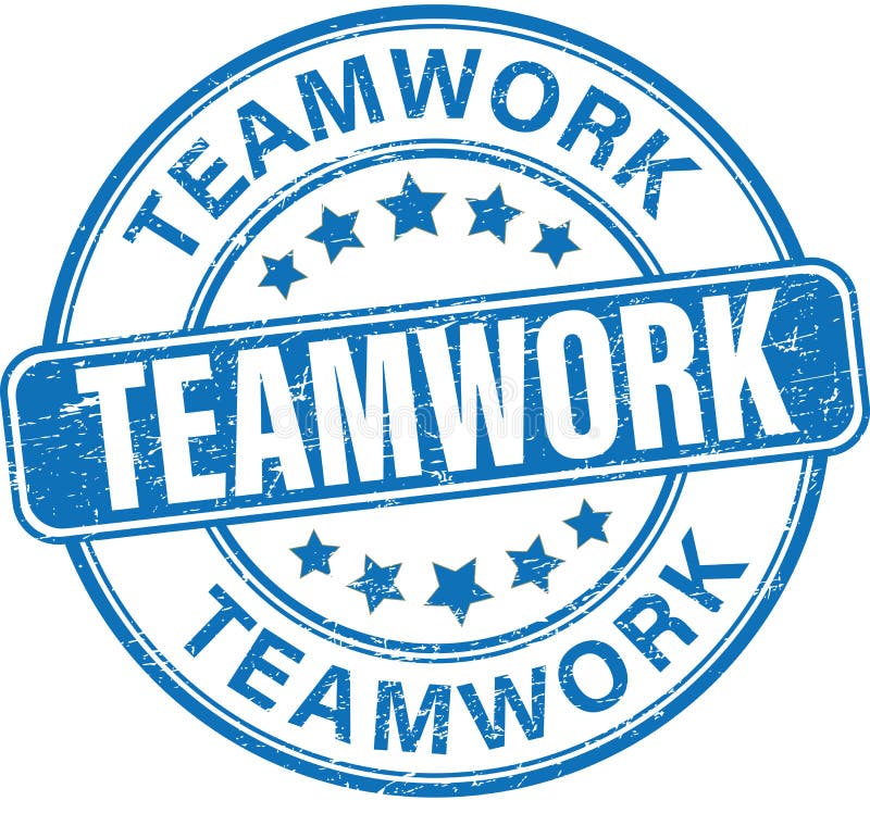 Teamwork Blue Textured Rubber Stamp Stock Illustration - Illustration ...