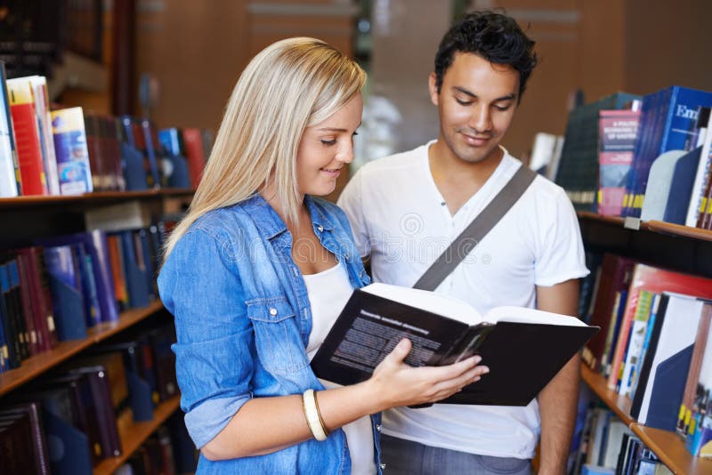 Teamwork, Book or Students Reading in a Library at University, College ...