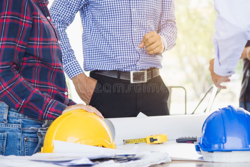 Teamwork of Builder Discussion for Corporate. Stock Image - Image of ...