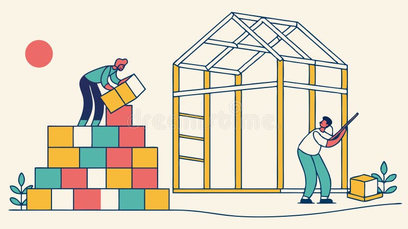 Teamwork Building Construction Project Collaboration Vector, Vector ...
